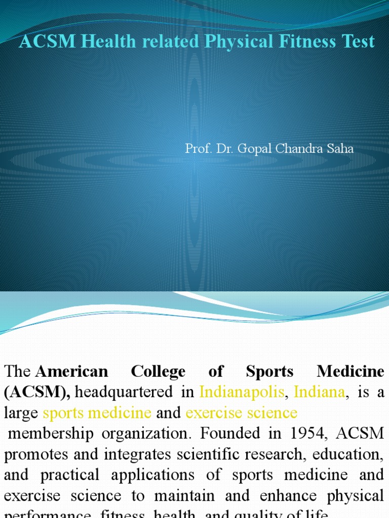 ACSM Health-Related Fitness Assessment | PDF | Physical Fitness ...