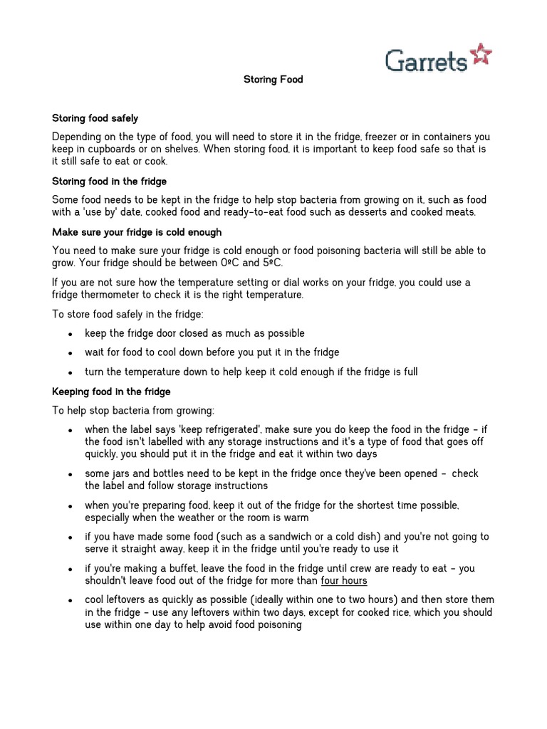 Food Storing Labelling | PDF | Refrigerator | Foods