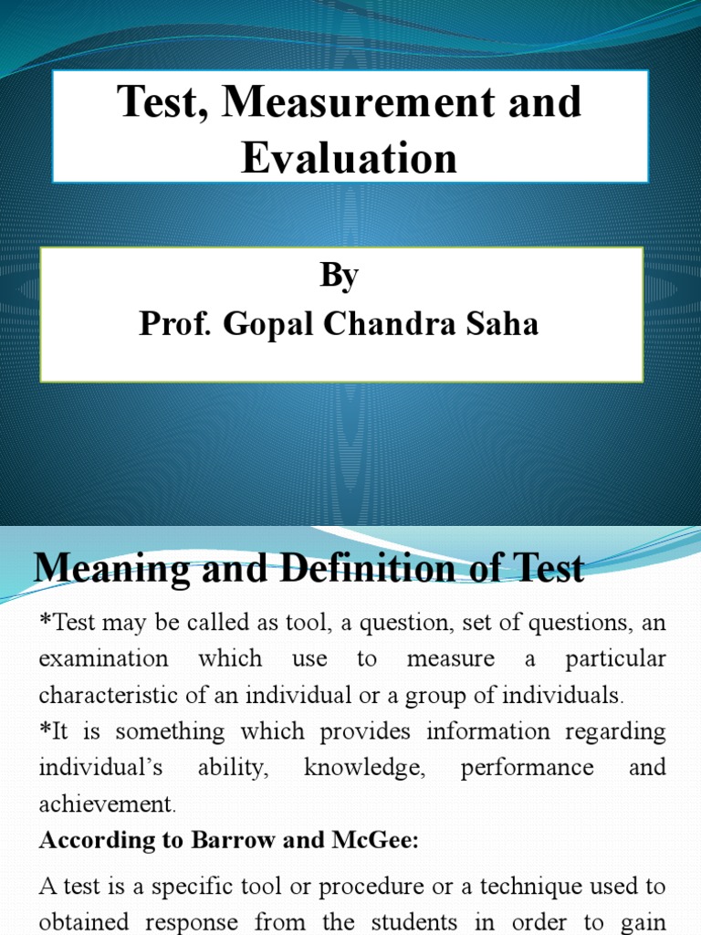 Test Measurement and Evaluation Unit I | PDF | Validity (Statistics ...