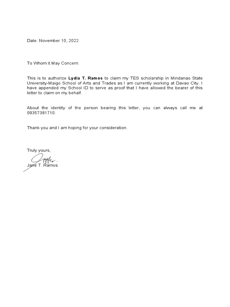 Authorization Letter | PDF