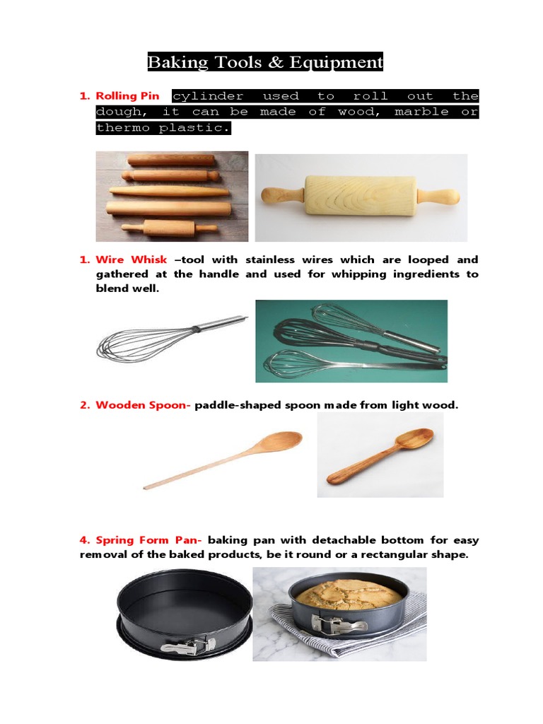 CN 1 BAKING TOOLS For Lesson Plan Picture | PDF | Cakes | Baking