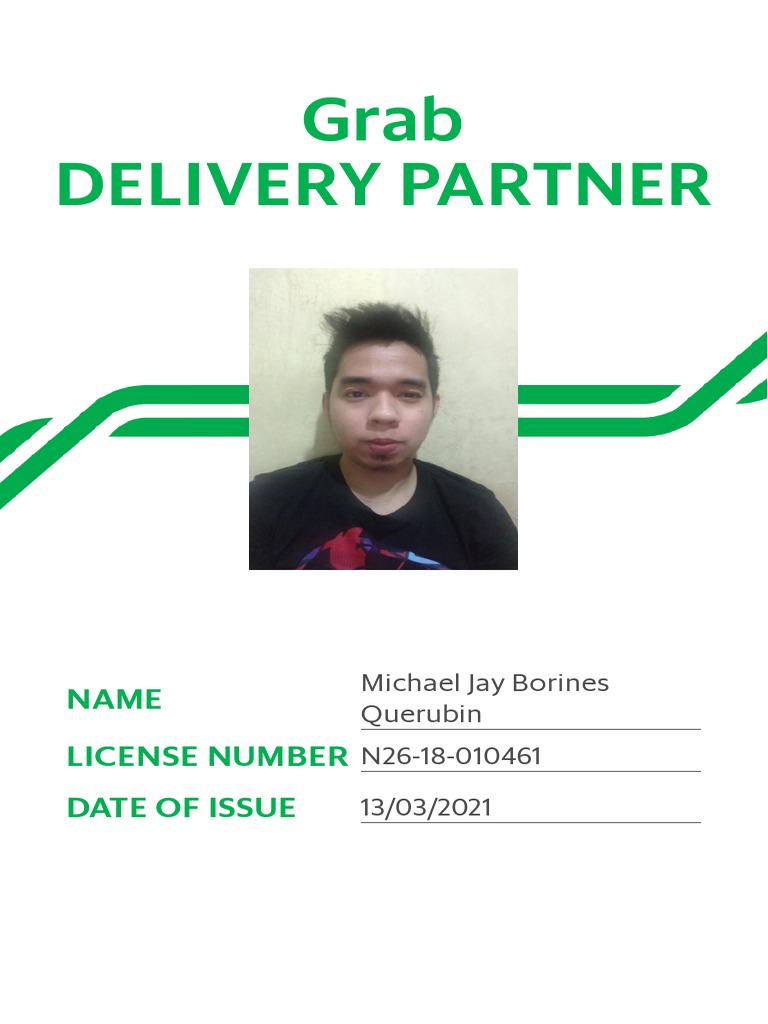 Grab Delivery Partner: Name License Number Date of Issue | PDF