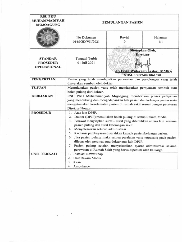 Akp-5 Ep.a Spo Pemulangan Pasien | PDF