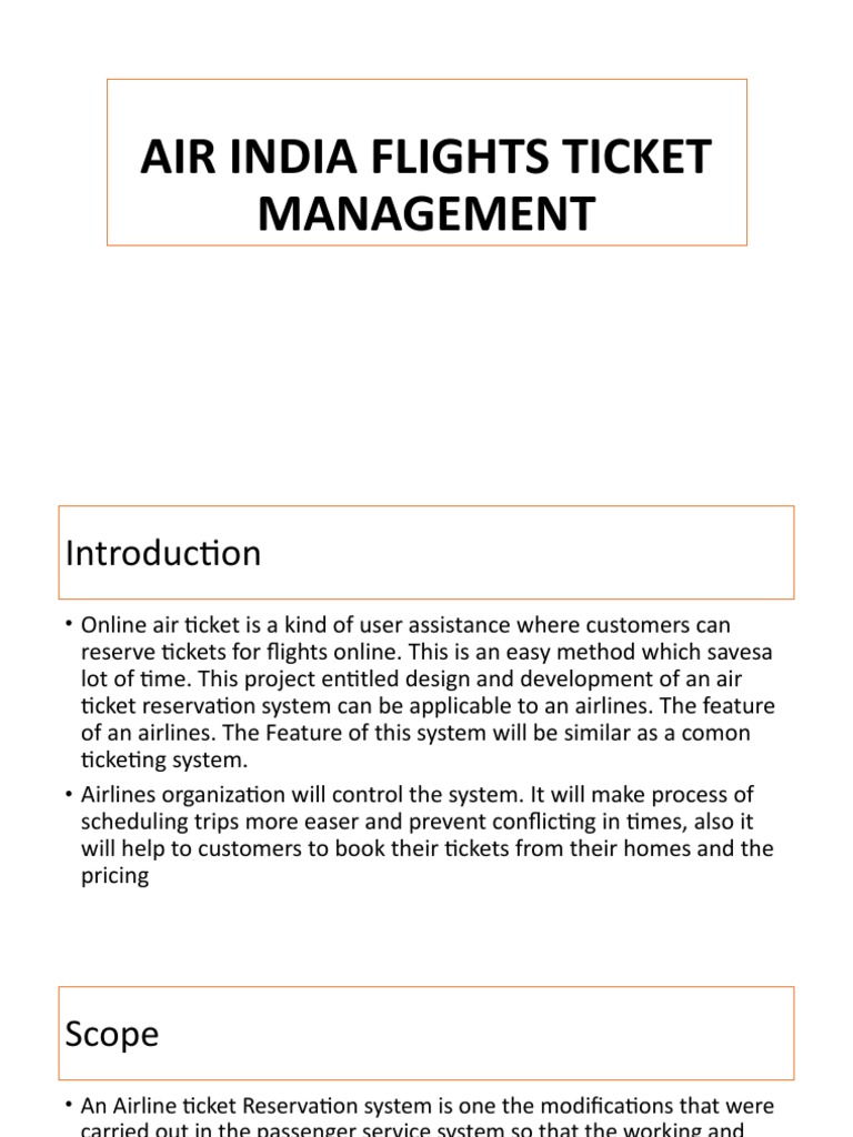 Air India Flights Ticket Management | PDF
