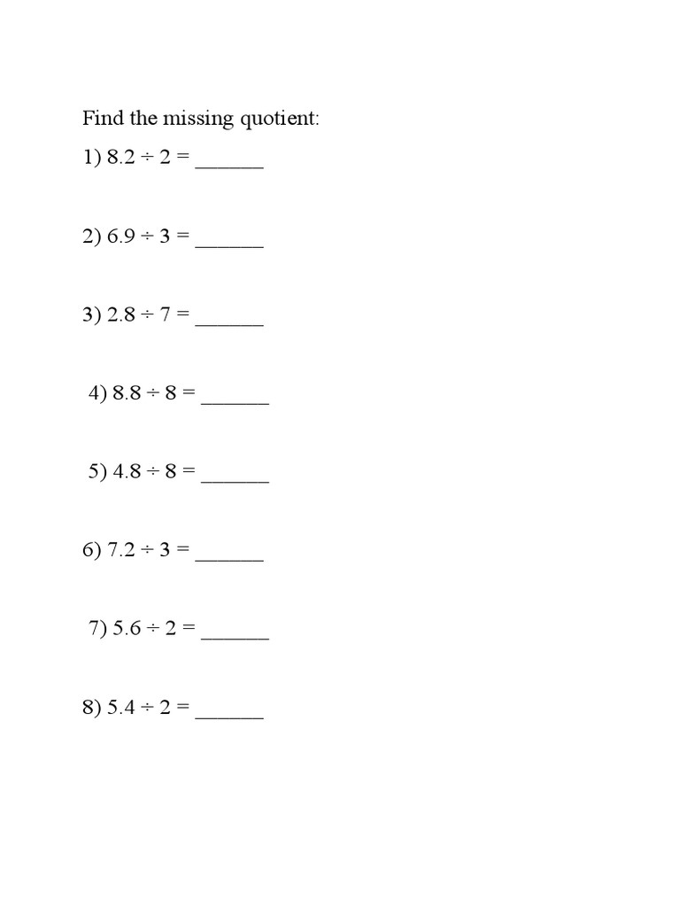 Find The Missing Quotient | PDF
