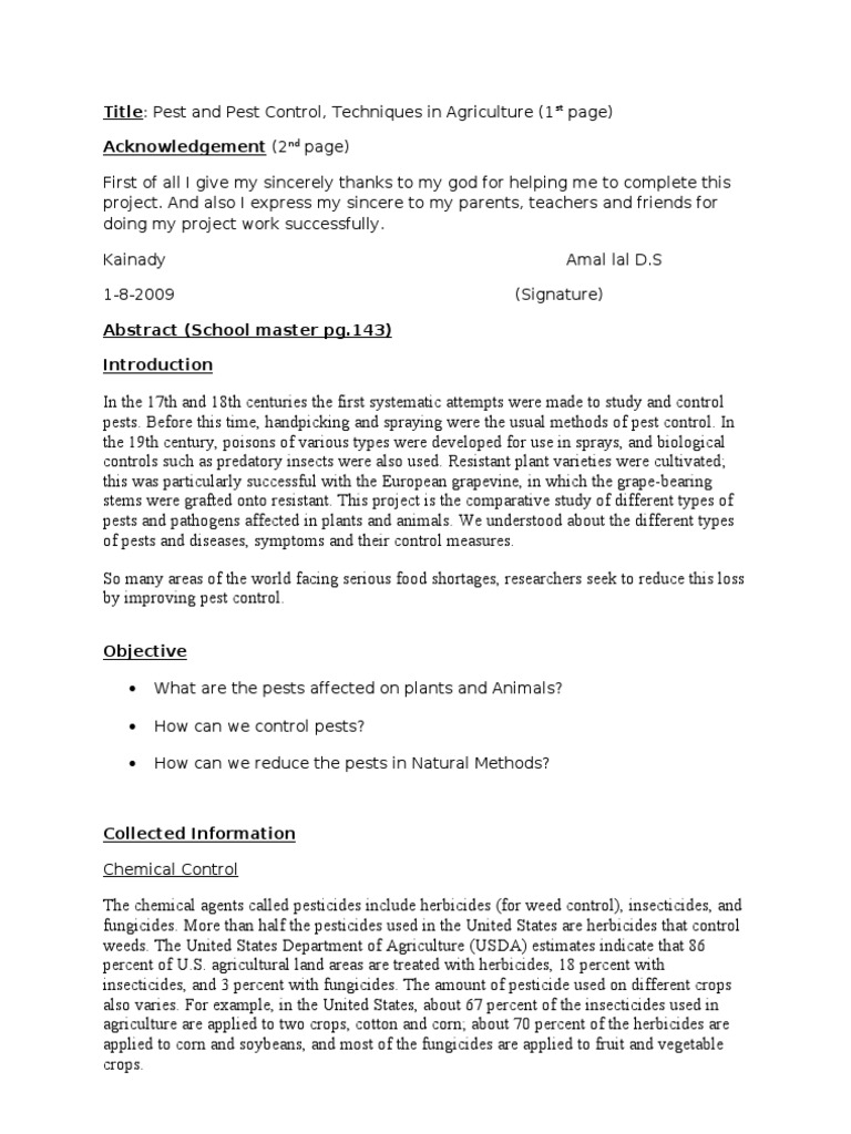 Title: Pest and Pest Control, Techniques in Agriculture (1 ...