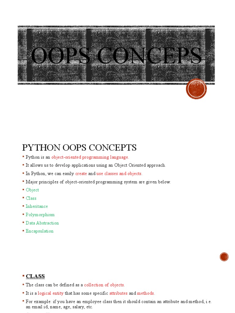 Oops Concepts Pdf Object Oriented Programming Class Computer 7785