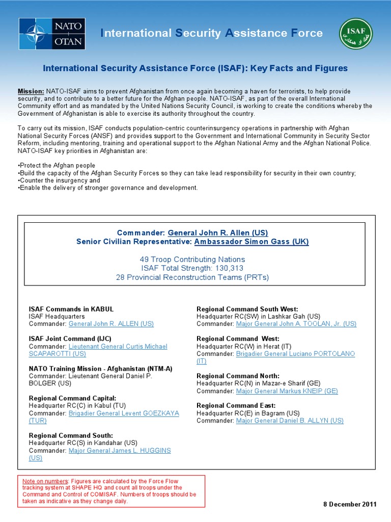 2011 12 08 ISAF Placemat | PDF | International Security Assistance ...