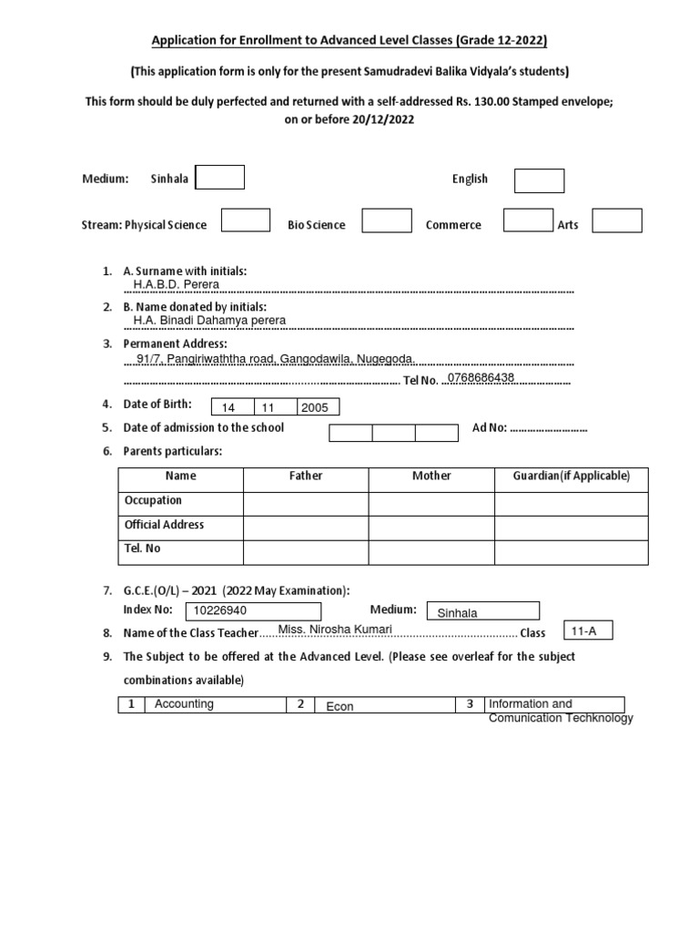 Application Enrollment Al 2022 | PDF | Gce Advanced Level (United ...