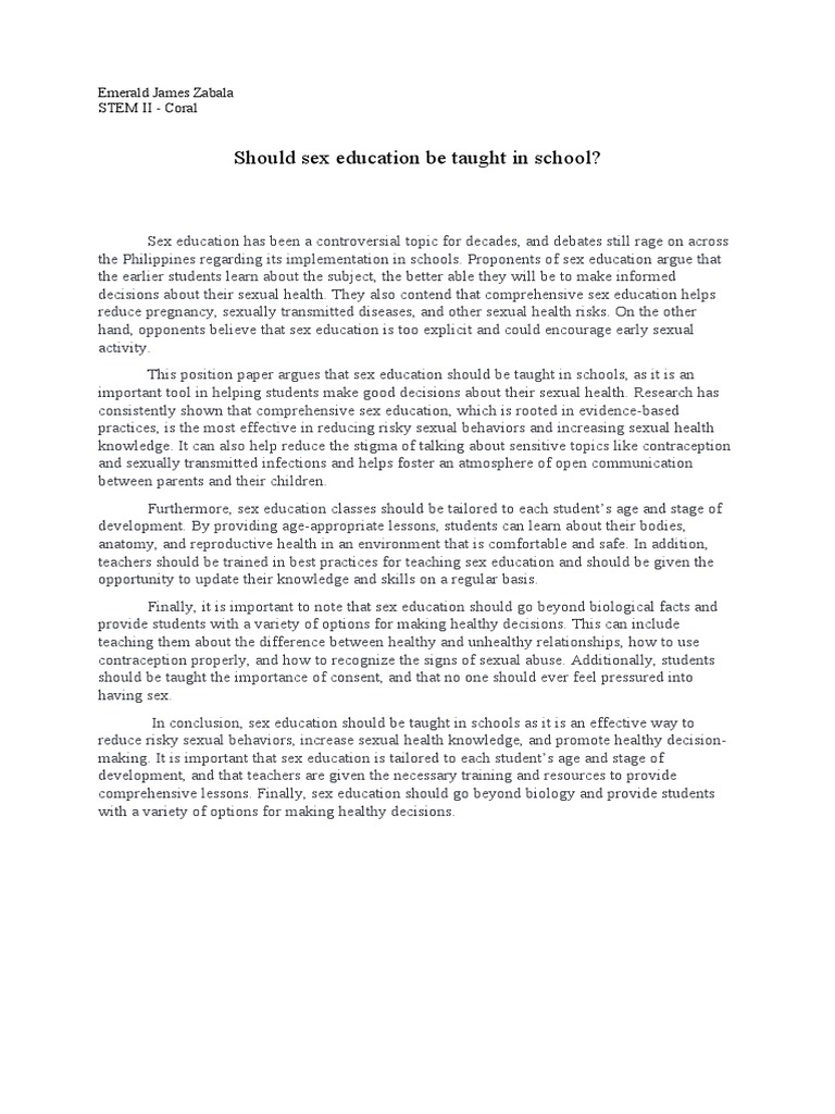 A Case for Comprehensive Sex Education in Schools: Promoting Sexual ...