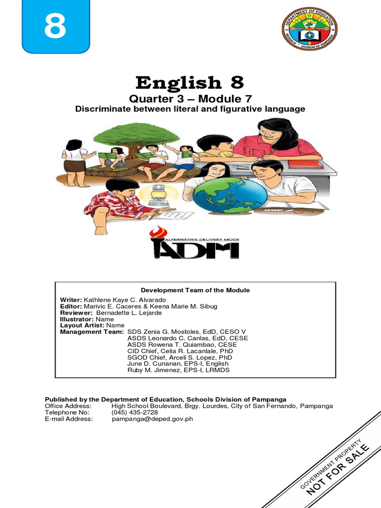 English8 Q3 Mod7 Discriminateliteralandfigurativelanguage | PDF | Learning | Cognitive Science