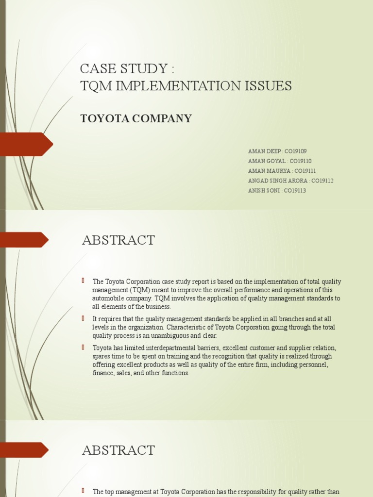 Case Study TQM Implementation Final | PDF | Quality Management | Business