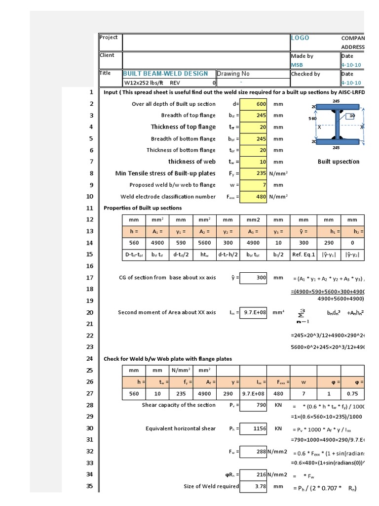 Aisc-Weld-Built Up Section-Fw | PDF | Mechanical Engineering | Applied And Interdisciplinary Physics