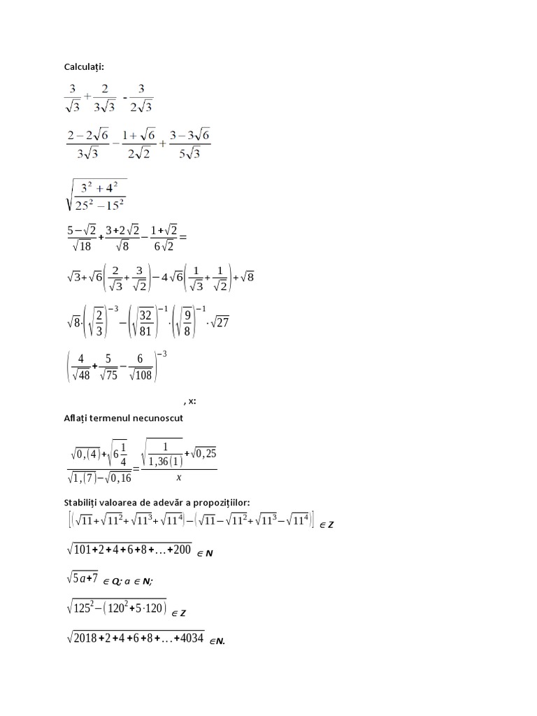 Fisa de Lucru Radicali | PDF