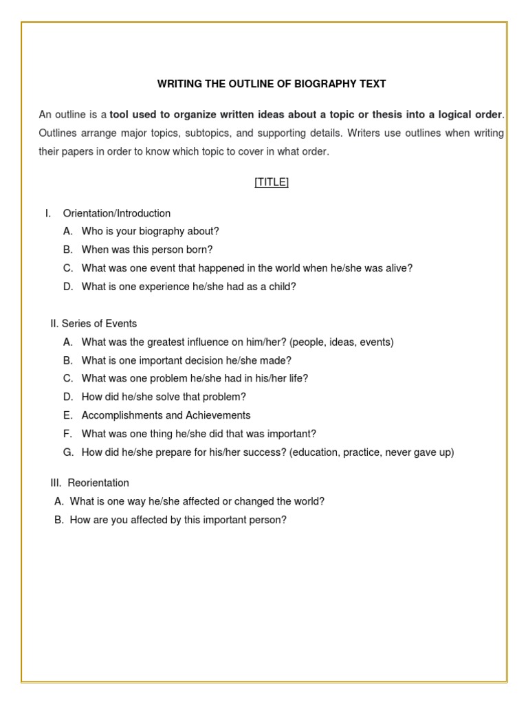 Biography Outline | PDF