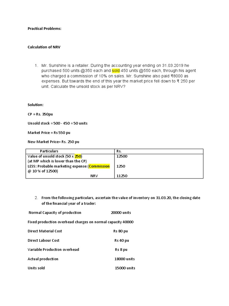 Problem Sheet On Inventory Theory | PDF | Inventory | Historical Cost