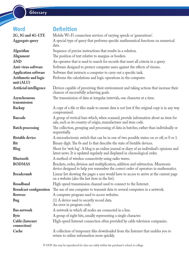 Info Tech Csec Glossary | PDF | Computer Network | Programming