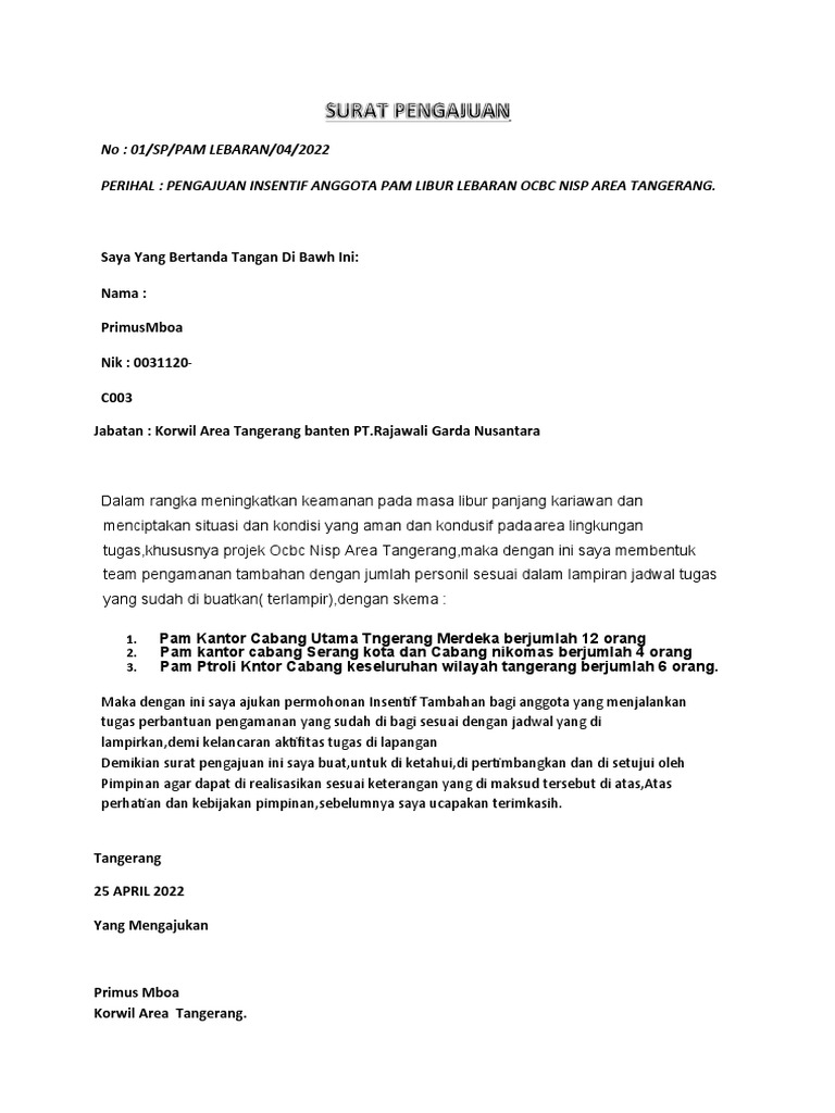 Surat Pengajuan | PDF