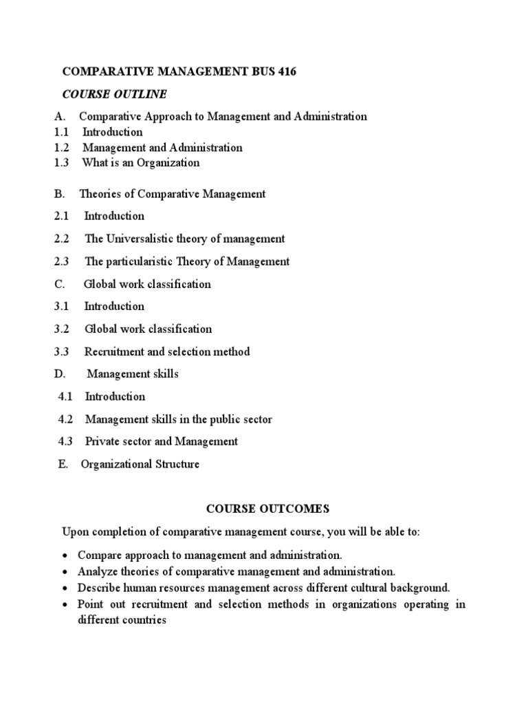 Comparative Management Lecture Note | PDF | Leadership | Organizational Structure
