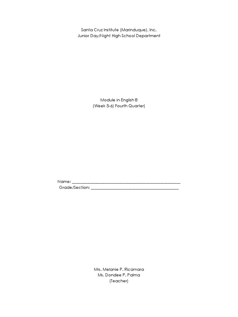 Grade 8 English | PDF | Learning | English Language