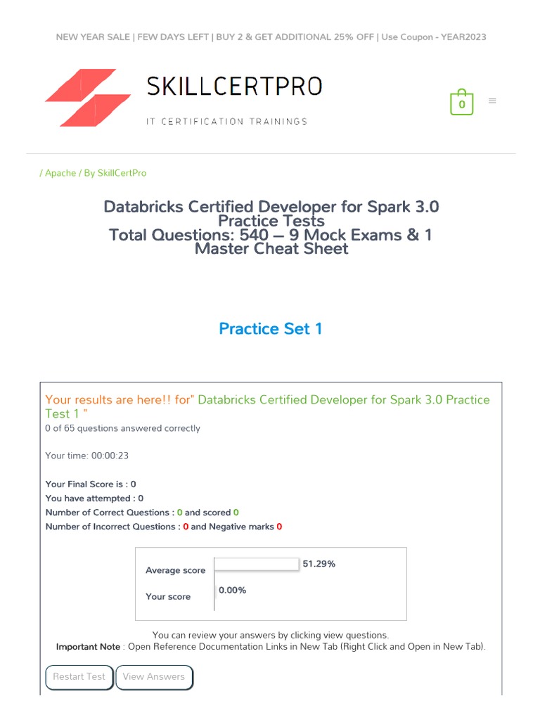 Databricks Certified Developer For Apache Spark 3.0 Practice Tests 540 ...