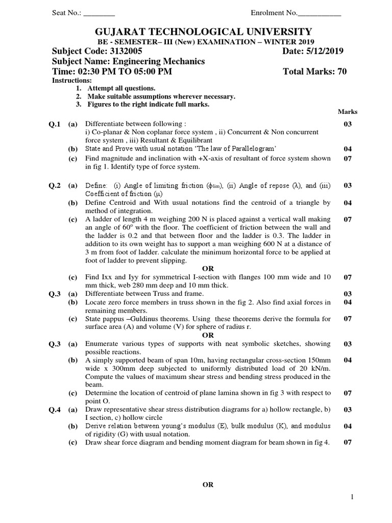 Be Winter 2019 | PDF | Bending | Stress (Mechanics)