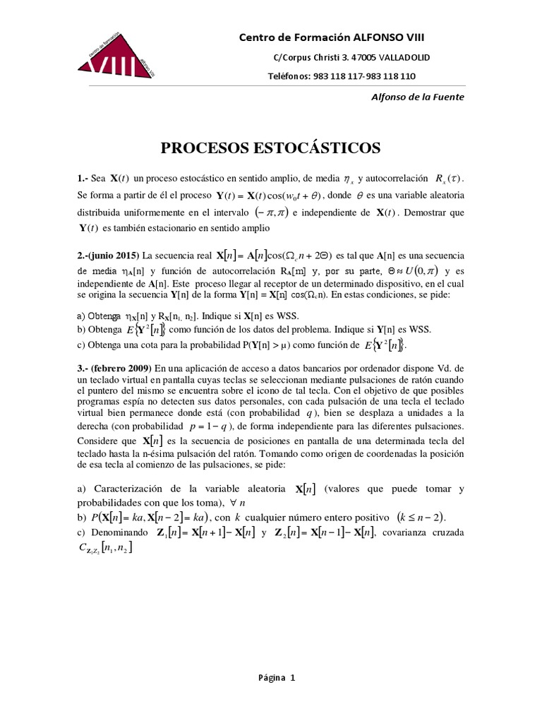 Procesos Estocasticos 21-22 | PDF | Distribución normal | Densidad ...