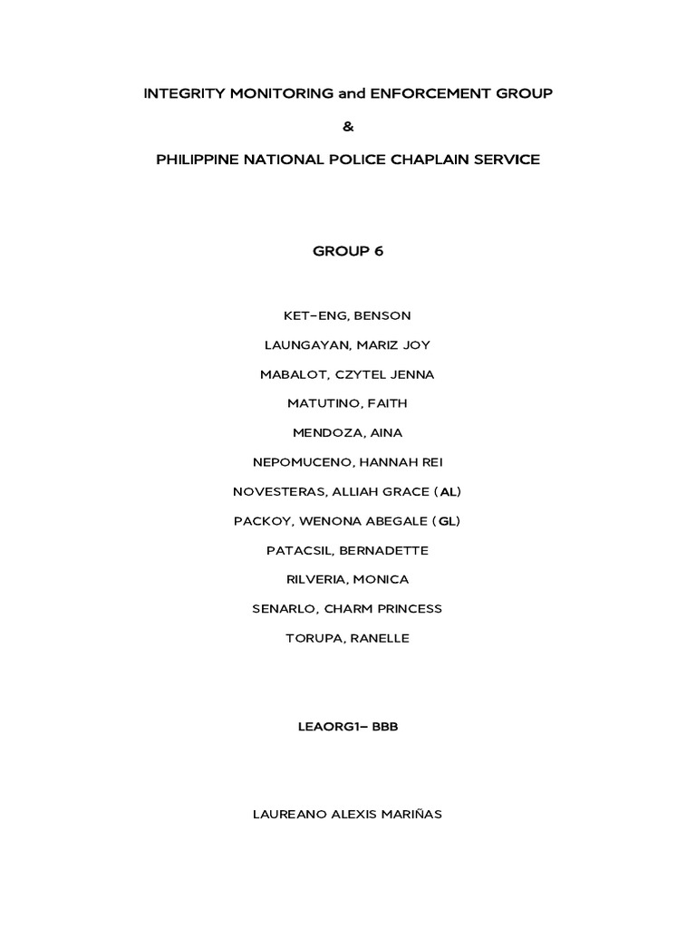 Leaorg1 Group Assignment1 Midterm | PDF | Chaplain | Police