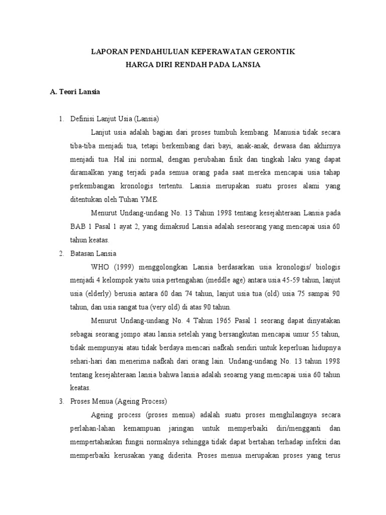 Laporan Pendahuluan Keperawatan Gerontik | PDF