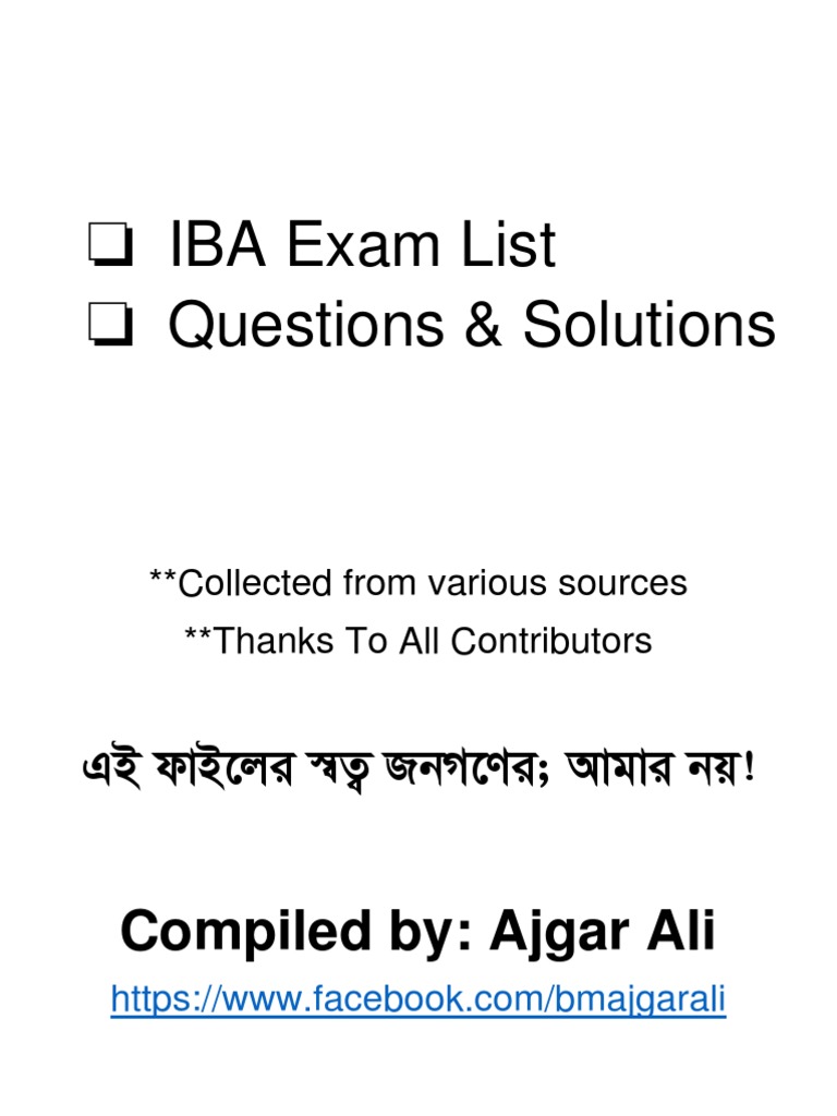 Part 01. Iba-Exam-List-Questions-Solutions-1-19 | PDF