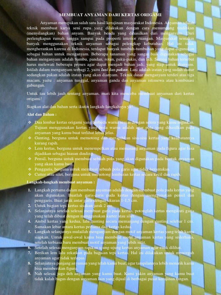 Anyaman Kertas Origami Mudah | PDF