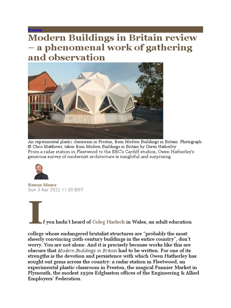 Review of Modern Buildings in Britain - A Gazetteer by Owen Hatherley ...