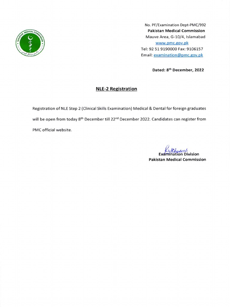 NLE Step-II Registration Open (Jan, 2023) 001 | PDF