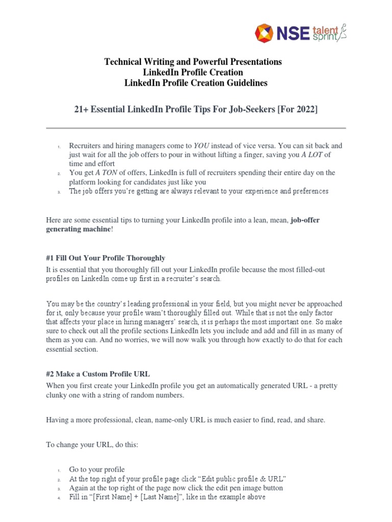 21 Essential Tips For Creating A Job Generating Linkedin Profile Pdf