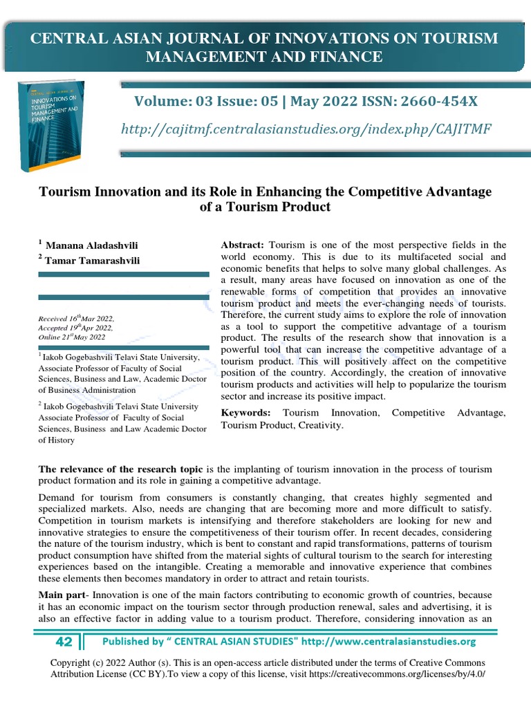 Tourism Innovation and Its Role in Enhancing The Competitive Advantage ... Tourism Innovation and Its Role in Enhancing The Competitive Advantage ...