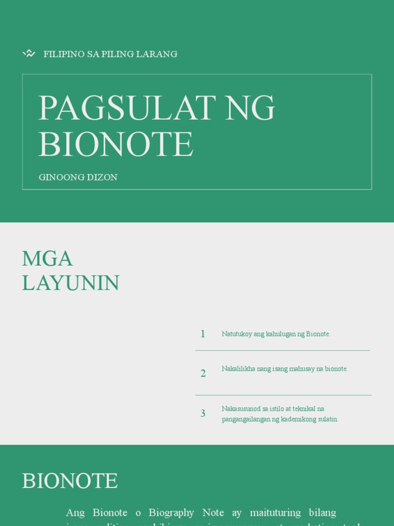 Pagsulat NG Bionote | PDF