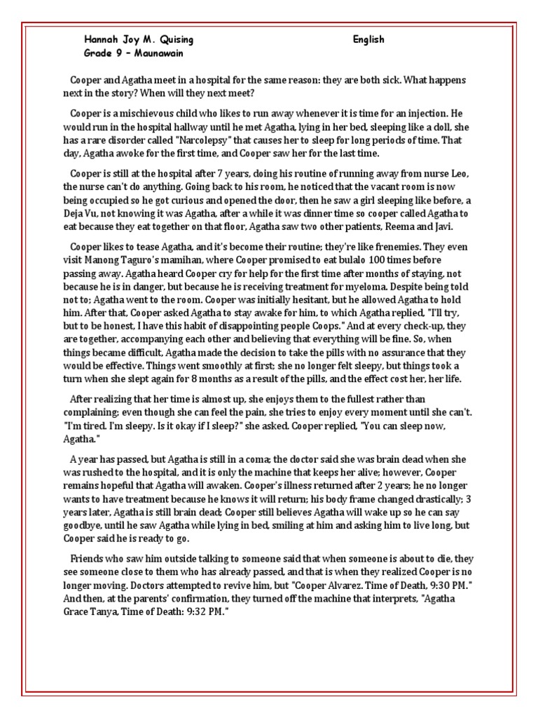 Stay Awake Agatha Summary | PDF