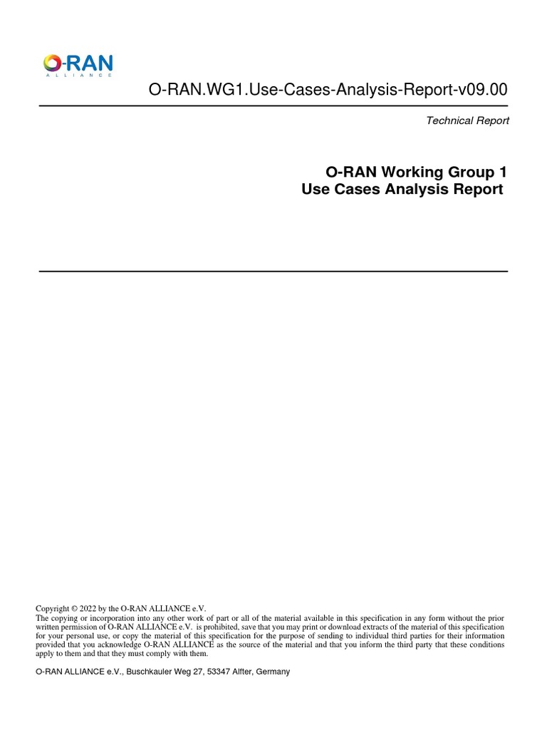 O RAN - Wg1.use Cases Analysis Report v09.00 | Download Free PDF | Computer Network | Unmanned ...