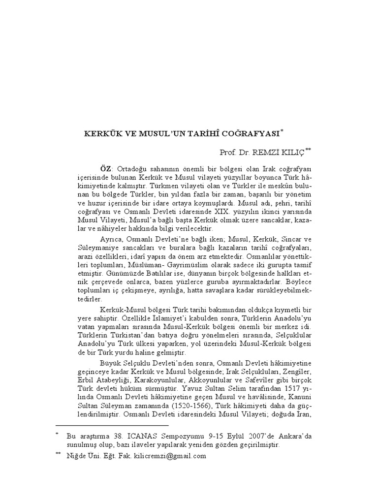 Kerk - K Ve Musul - Un Tar - H - Co - Rafyasi (#177278) - 157037 | PDF