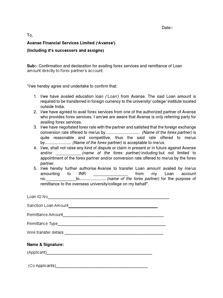 Avanse Declaration | PDF