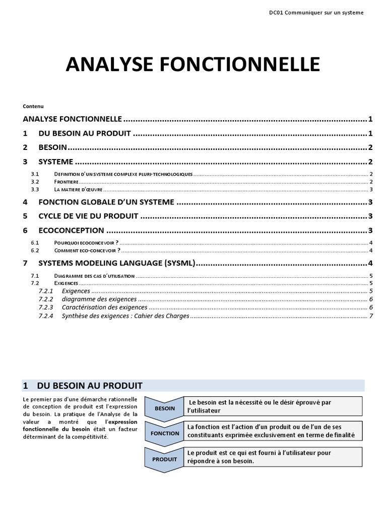 Analyse fonctionnelle d'un système complexe | PDF | Analyse du cycle de vie