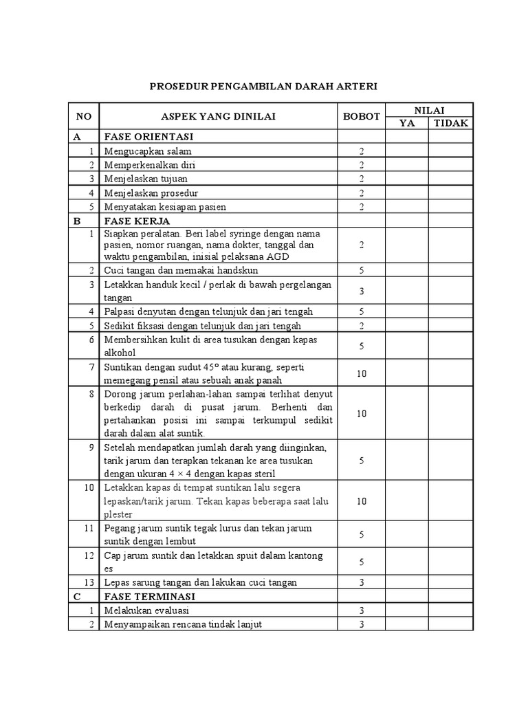 Prosedur Pengambilan Darah Arteri | PDF | Sains & Matematika