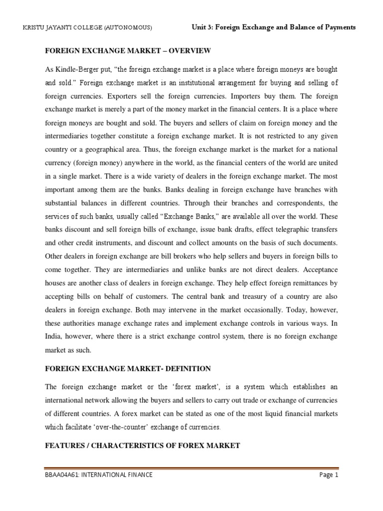 U3 - Foreign Exchange and Balance of Payments | PDF | Foreign Exchange ...