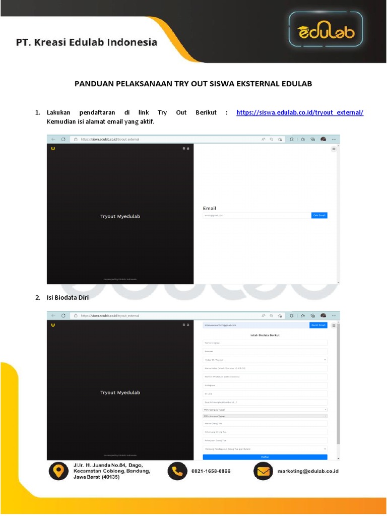 Panduan Pelaksanaan Try Out Siswa Eksternal Edulab | PDF