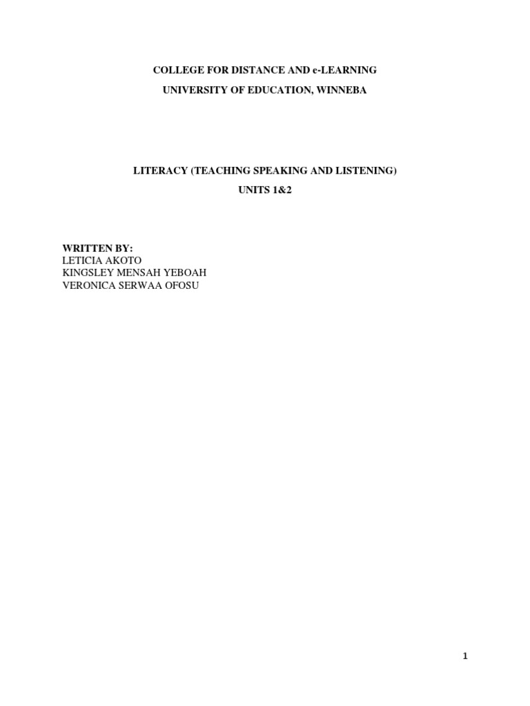 Teaching Speaking and Listening Skills | PDF