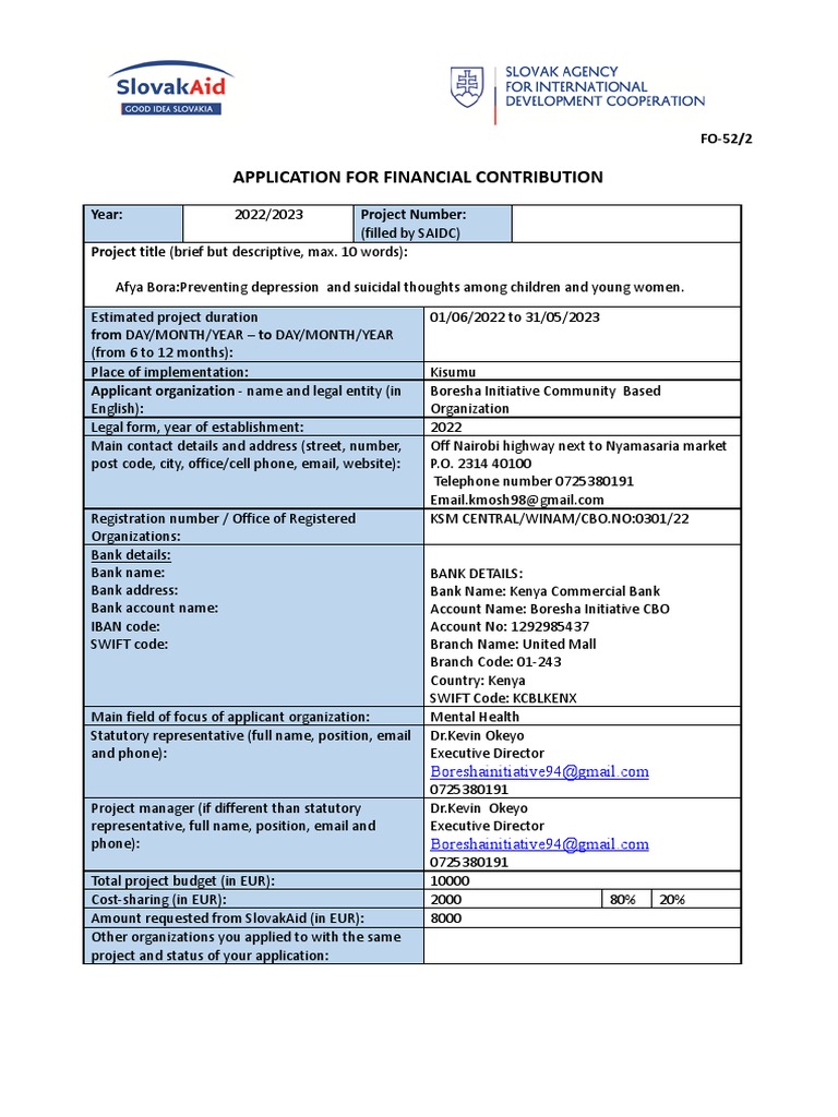 002 Application For Financial Contribution - 4 | PDF