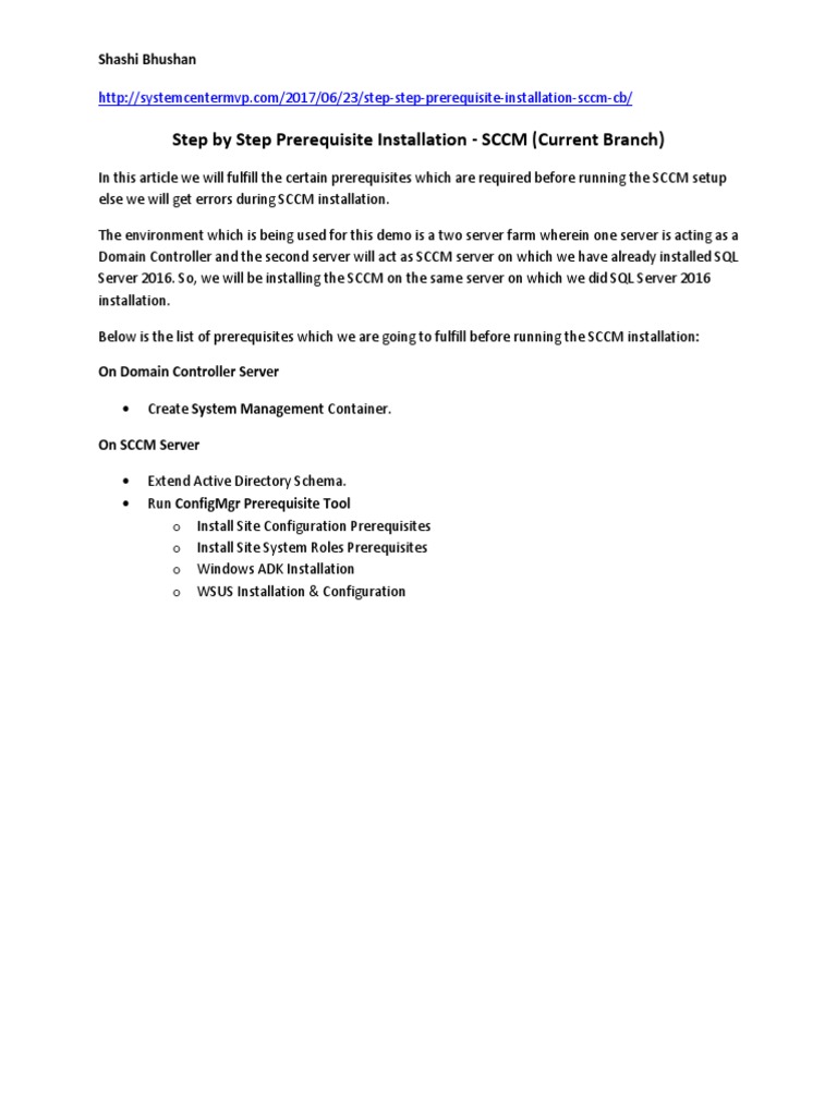 Step by Step SCCM Prerequisite Installation | PDF | Active Directory | Computer File