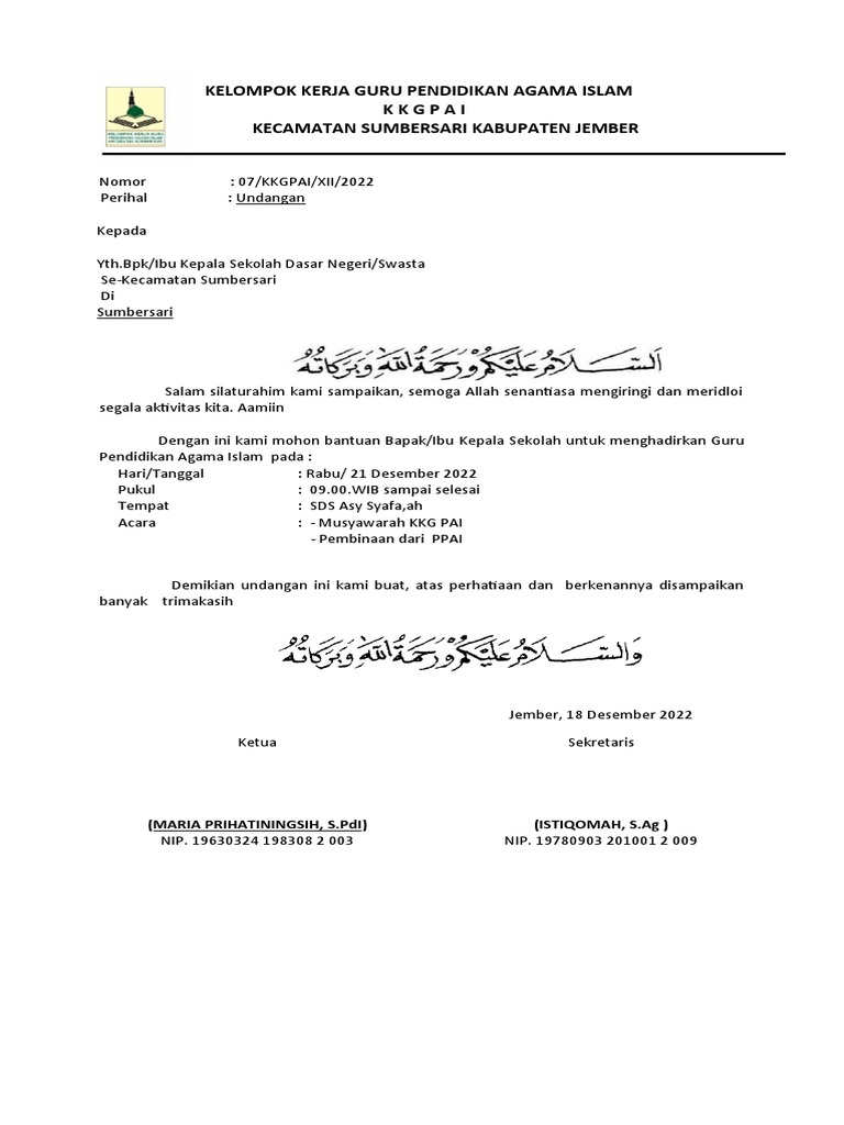 Undangan KKG Pai | PDF