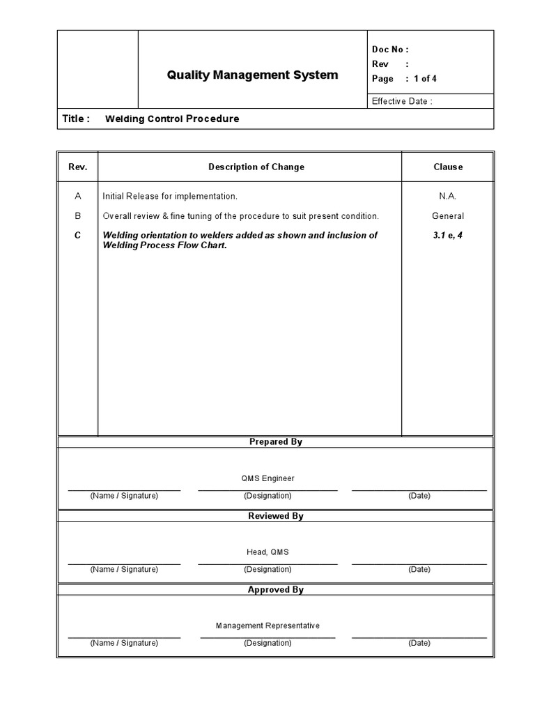 Welding Control Procedure | Download Free PDF | Welding | Construction