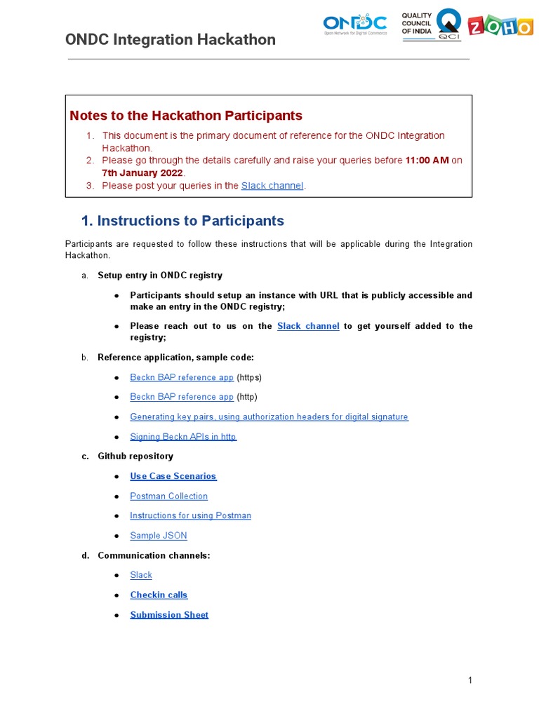 Integration Hackathon - Details | PDF | Logistics | Hypertext Transfer ...